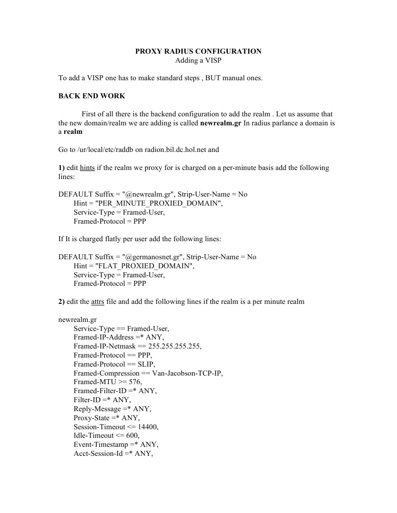 Proxy Radius Configuration Guide | PDF | Radius | Proxy Server