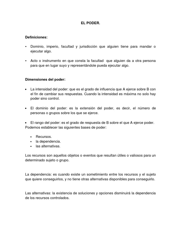Dimensiones y Teorías del Poder | PDF | Poder (social y político ...