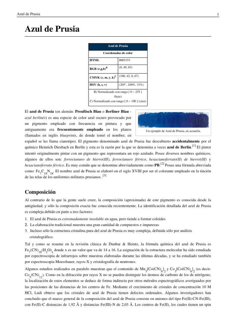 Azul de Prusia | PDF | Sustancias químicas | Compuestos químicos