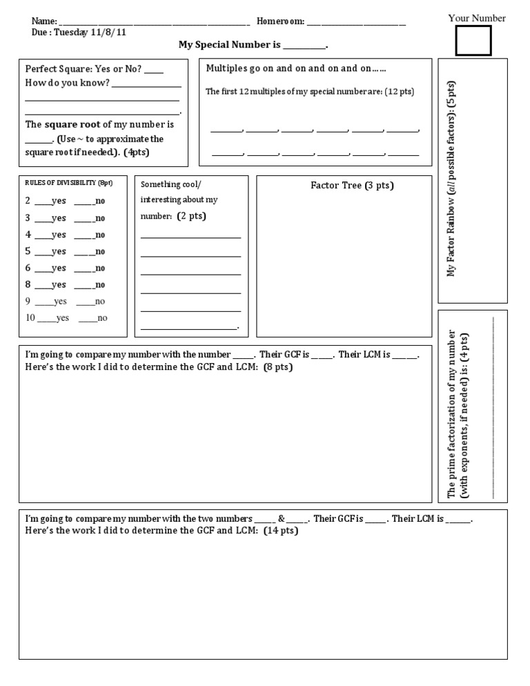 Special Number Project Final | PDF | Teaching Methods & Materials ...