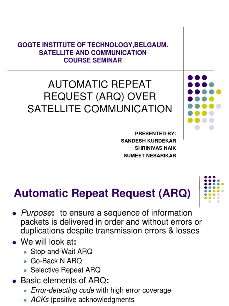 ARQ in Satellite Communication | PDF | Transmission Control Protocol ...