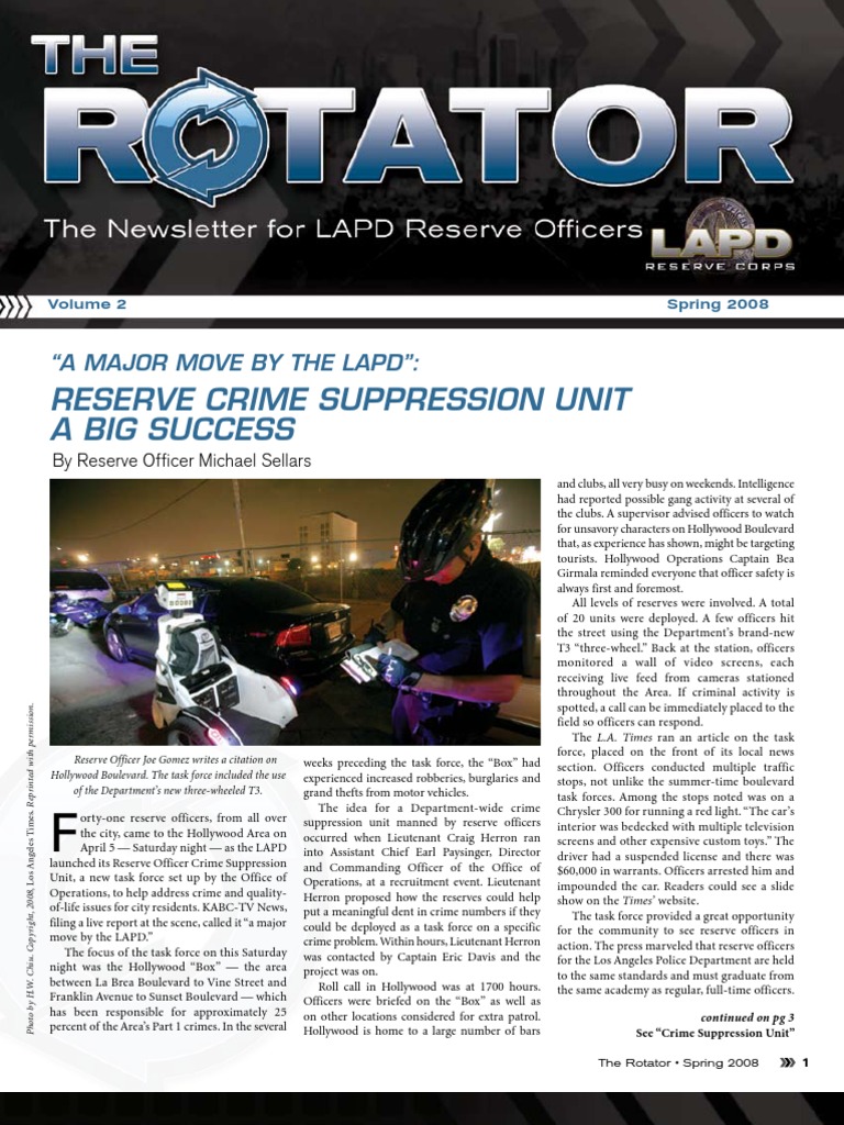 Reserve Crime Suppression Unit A Big Success: "A Major Move by The Lapd ...