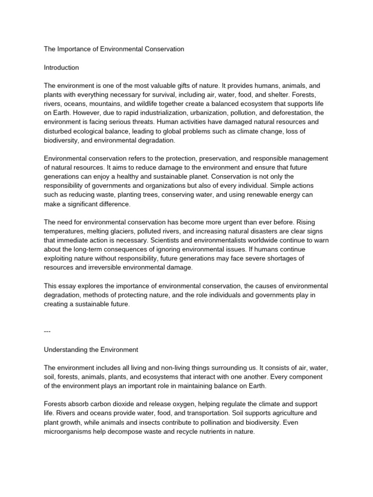 The Importance of Environmental Conservation | PDF