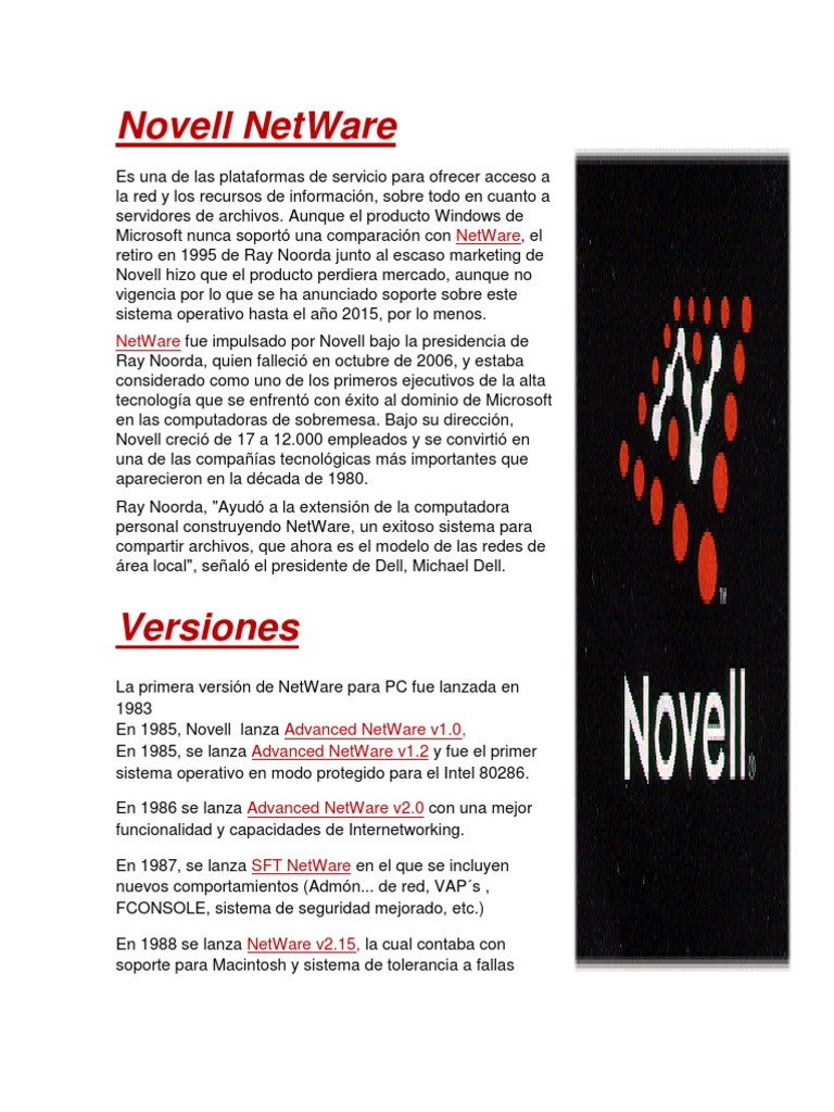 Novell NetWare | PDF | Microcomputadoras | Equipo de oficina