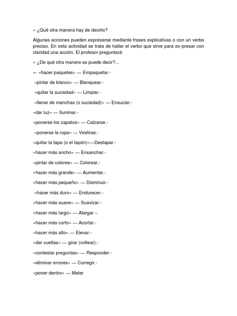 Ejercicios de Expresión Oral | PDF | Palabra | Verbo