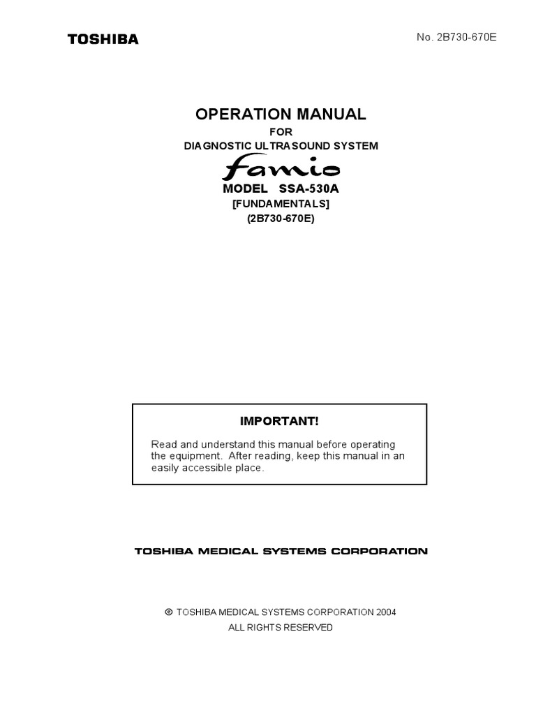 SSA-530A Ultrasound Manual | PDF | Electrocardiography | Ac Power Plugs And Sockets