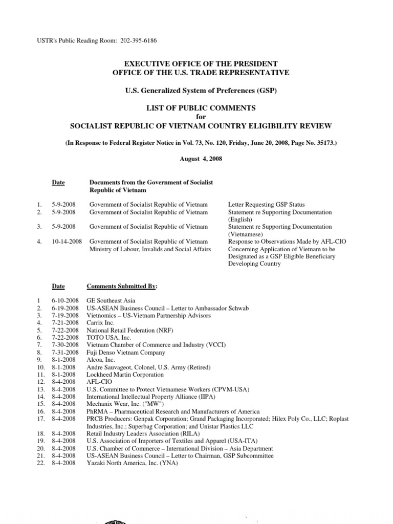 Vietnam Application For GSP | PDF | Intellectual Property ...