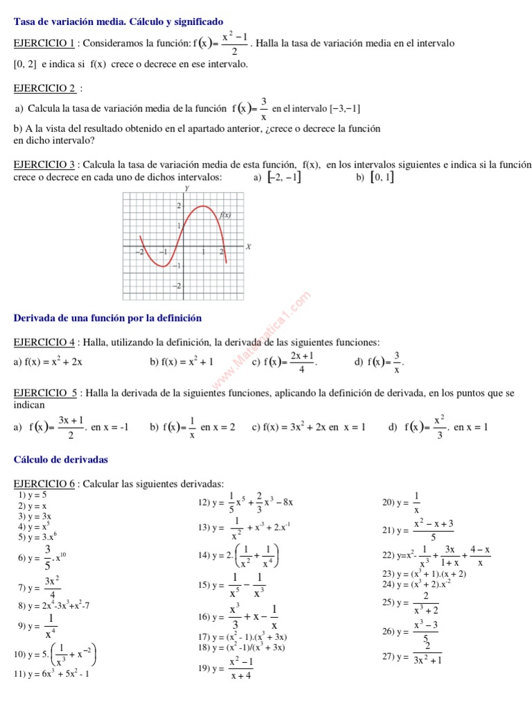 Ejercicios Derivadas y Aplicaciones | PDF | Derivado | Tangente