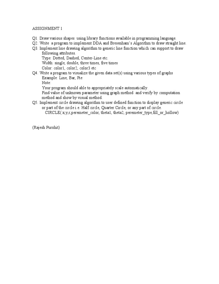 Computer Graphics Assignment 1 MCA | PDF