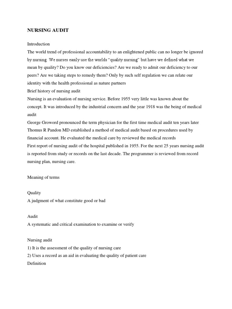 Nursing Audit
