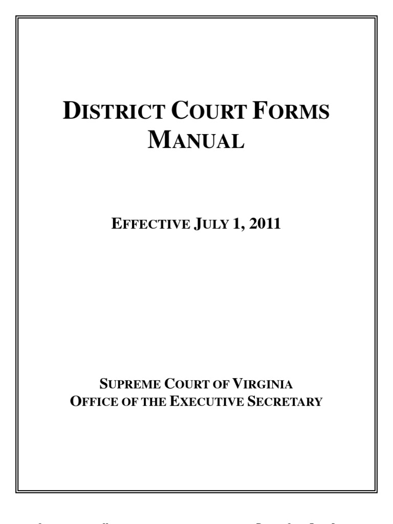 Virginia District Court Forms Manual | PDF | Arrest Warrant | Legal ...