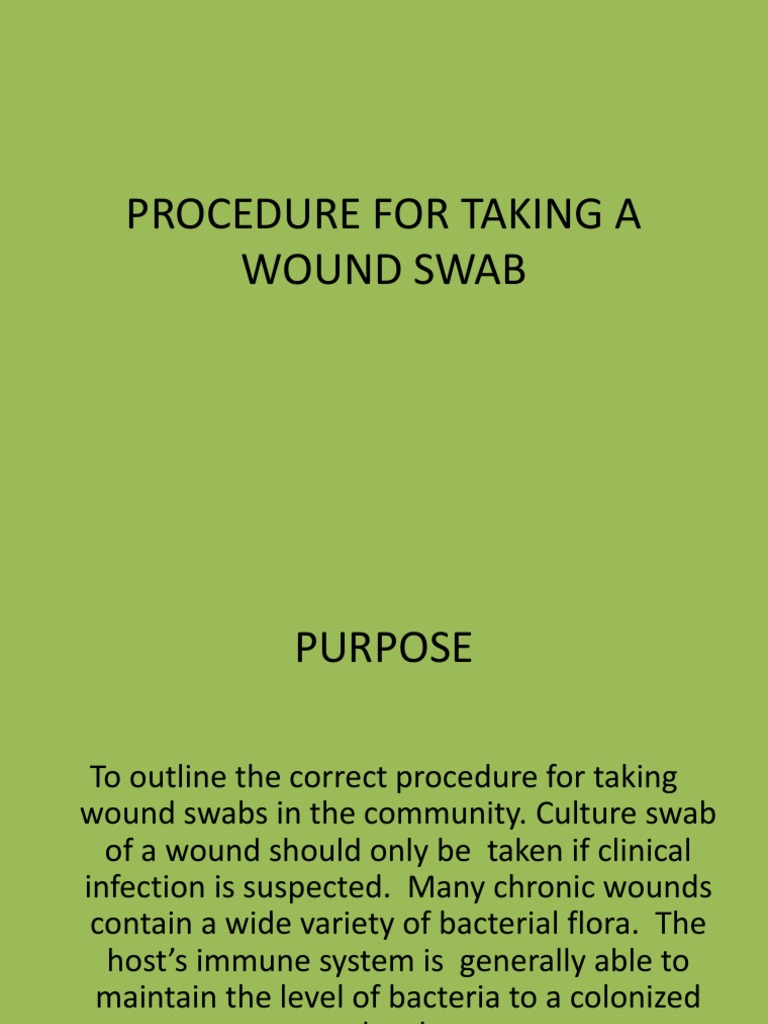 Procedure For Taking A Wound Swab | PDF | Wound | Infection