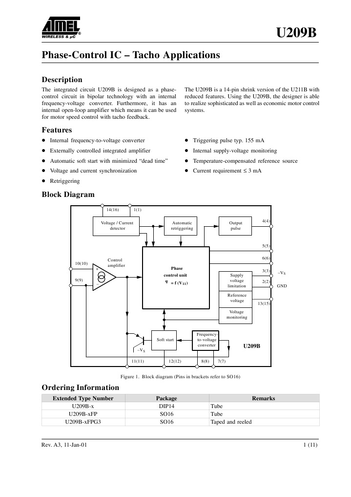 Phase-Control IC - Tacho Applications: Description | PDF | Amplifier ...