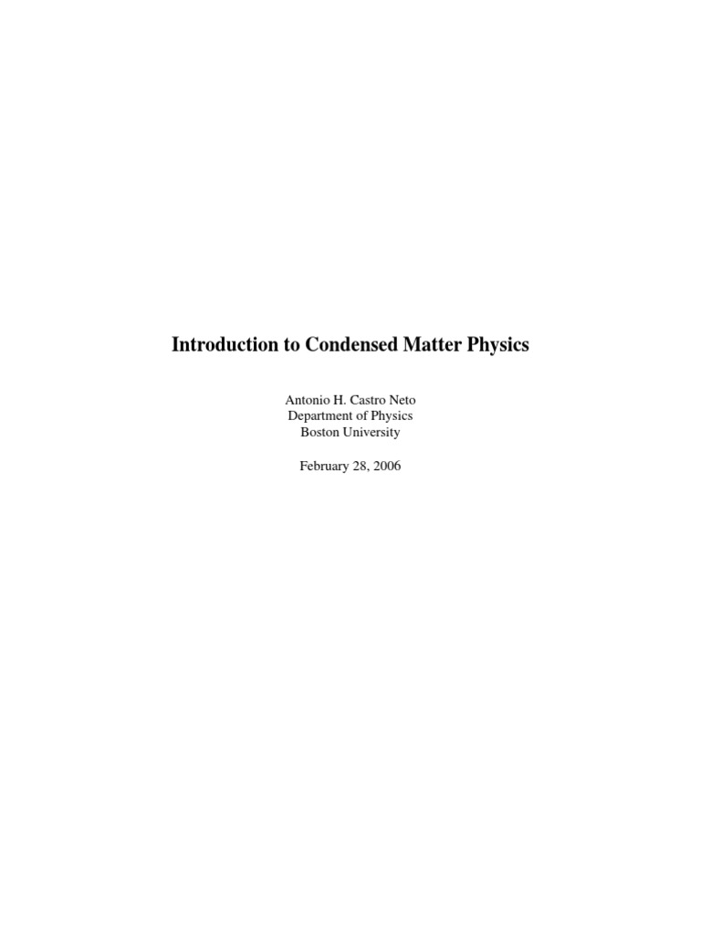 Introduction to Condensed Matter Physics | PDF | Hamiltonian (Quantum ...