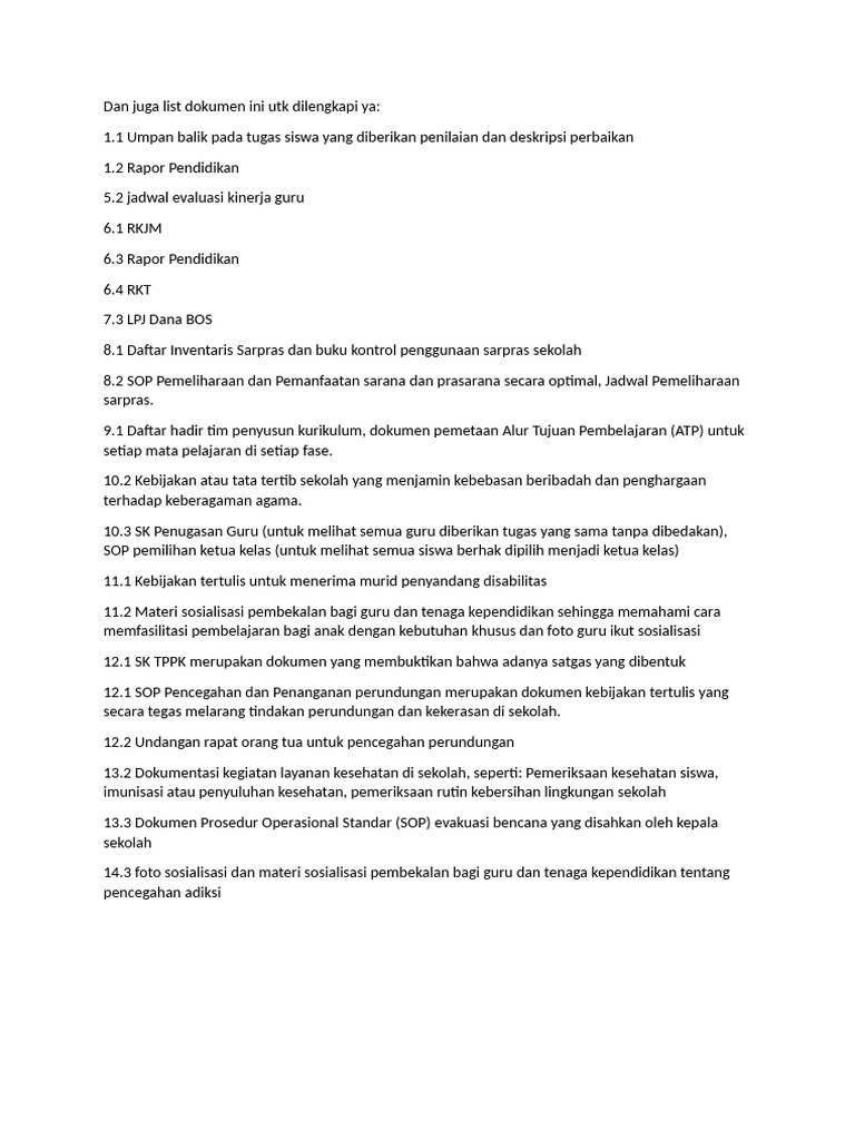 DOKUMEN WAJIB AKREDITASI | PDF