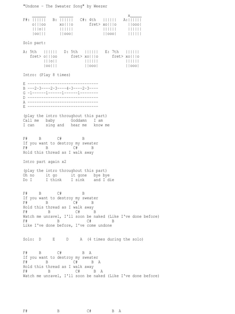 Weezer Guitar Chords