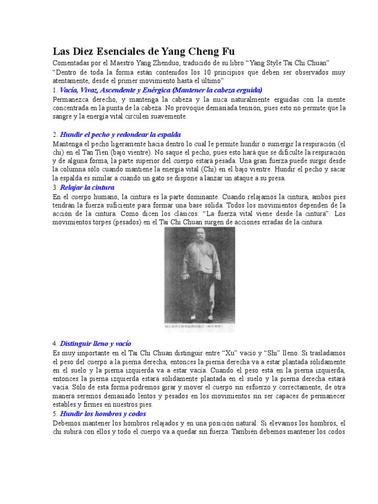 Las Diez Esenciales de Yang Cheng Fu y Algo Mas | PDF | Tai Chi | Qi
