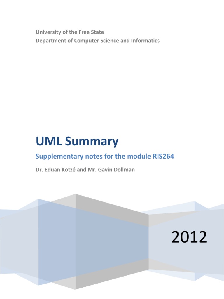 UML Summary: Supplementary Notes For The Module RIS264 | Download Free ...