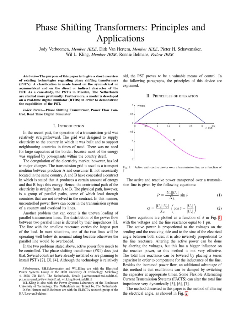 Phase Shifting Transformers - Principles and Applications | PDF ...
