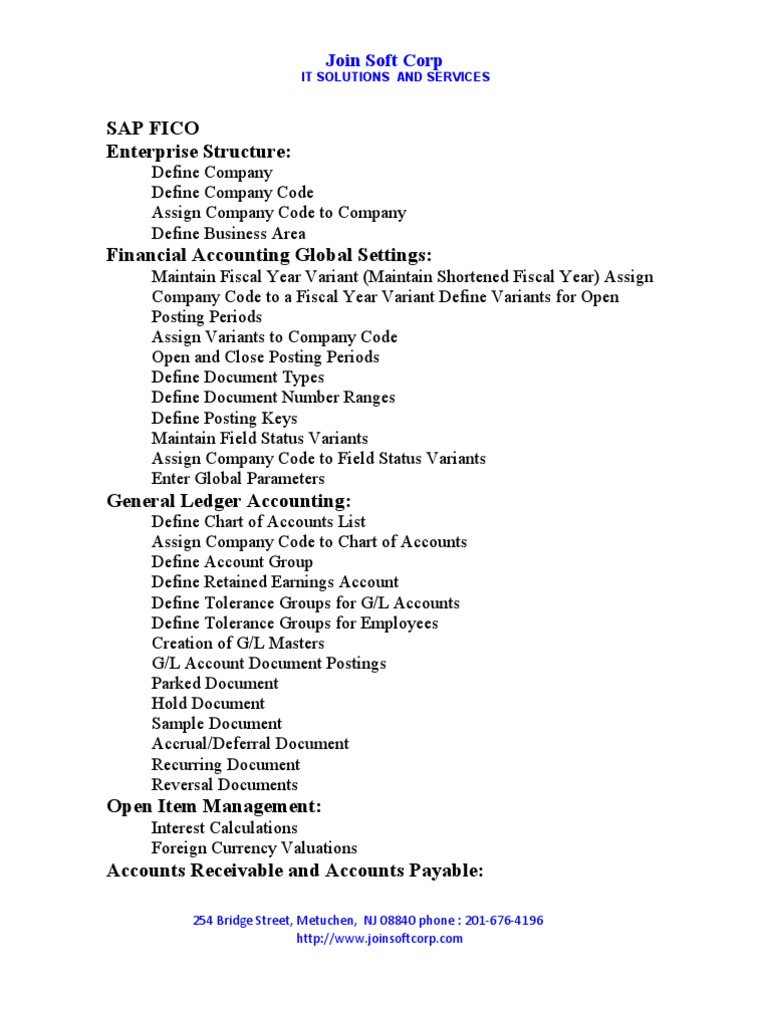 Sap Fico Enterprise Structure:: Join Soft Corp | PDF | Depreciation | Payments