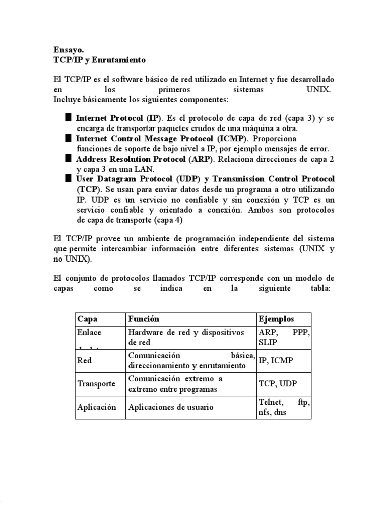 Ensayo Enrutamiento... y Subnetear | PDF | Protocolos de internet | Enrutador (Computación)