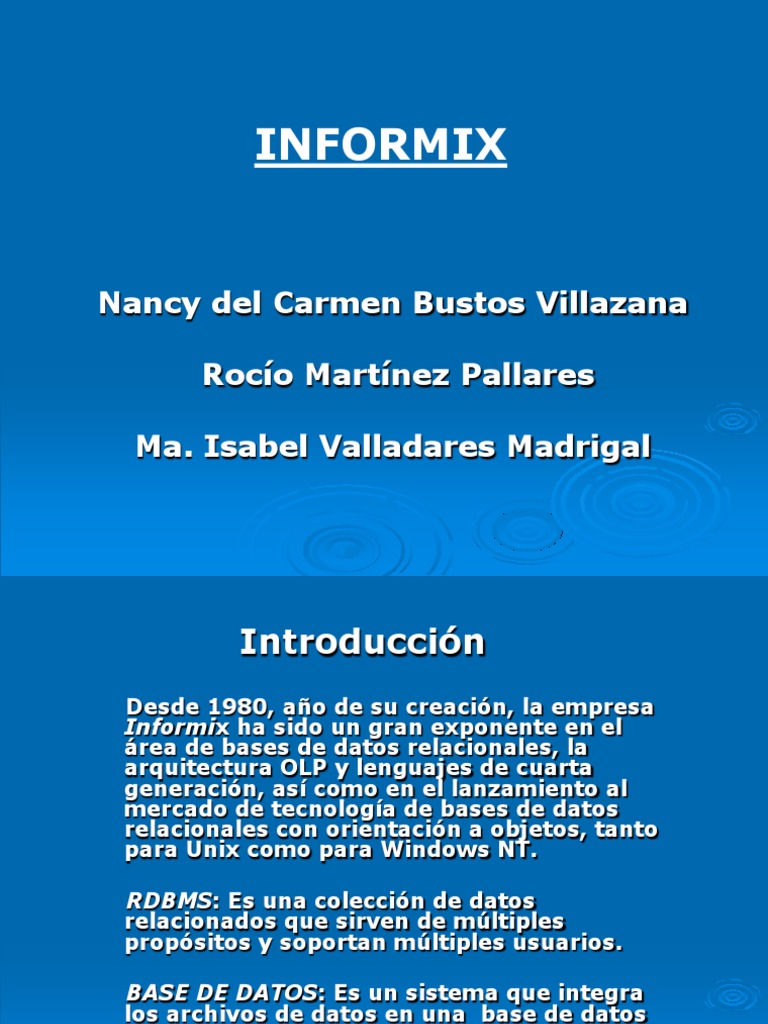 Informix 3 | PDF | Bases de datos | Servidor SQL de Microsoft