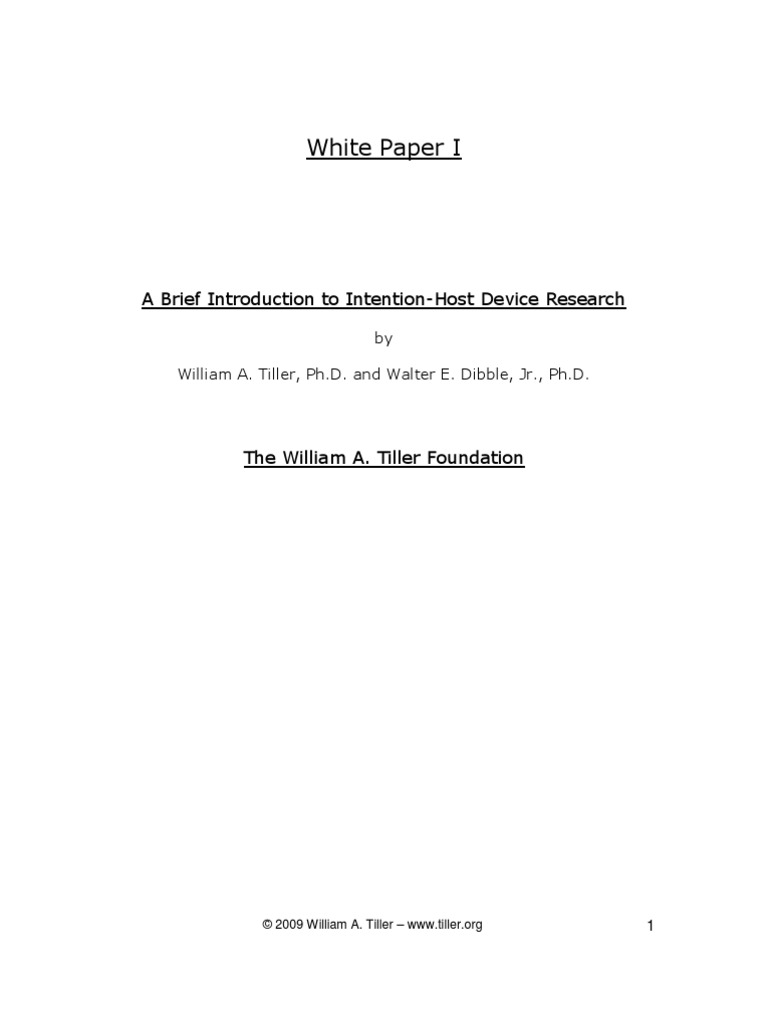 White Paper I, William Tiller | PDF | Waves | Matter