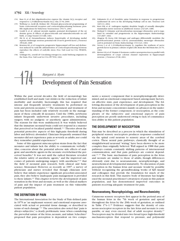 The Development of Pain Sensation in the Fetus and Neonate | PDF ...