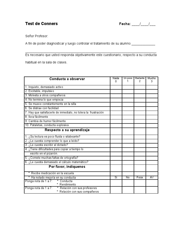 Test de Conners | PDF