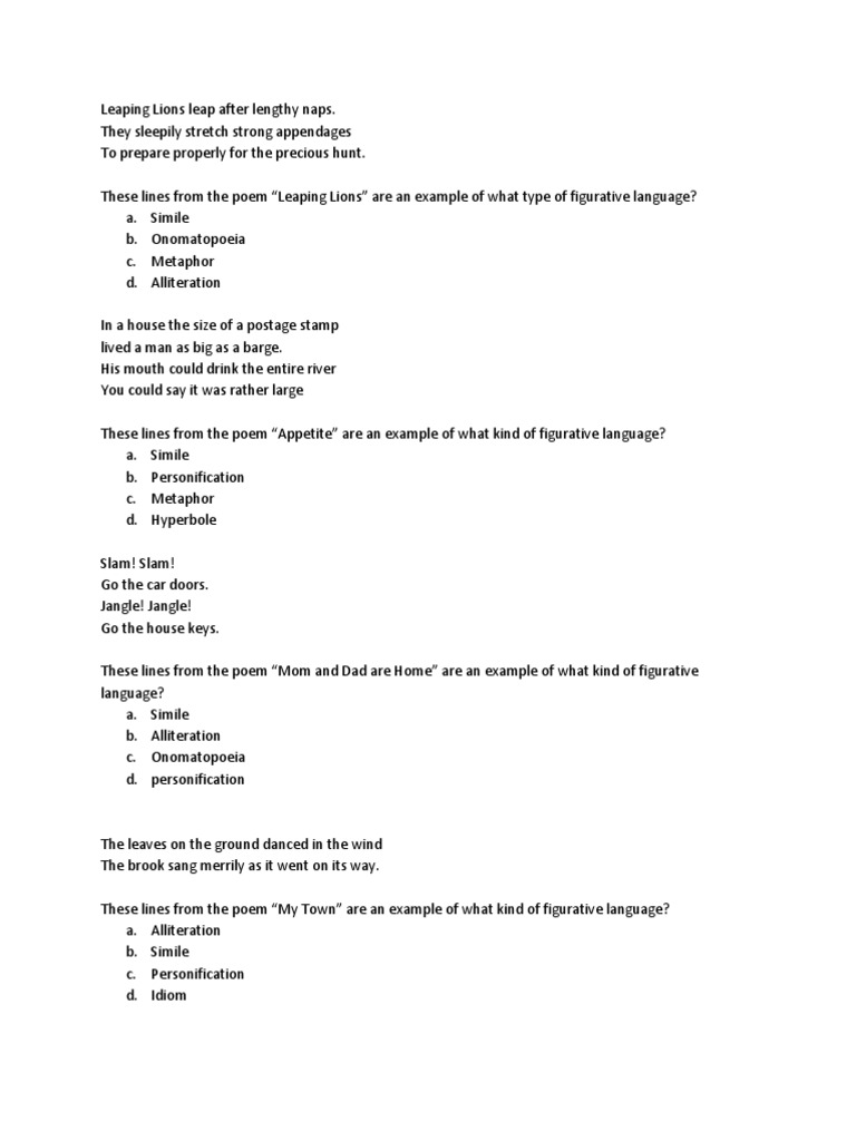 Poems With Figurative Language | PDF | Metaphor | Poetry