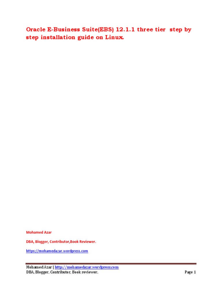 Oracle E-Business Suite (EBS) 12.1.1 Three Tier Step by Installation Guide On Linux | PDF ...