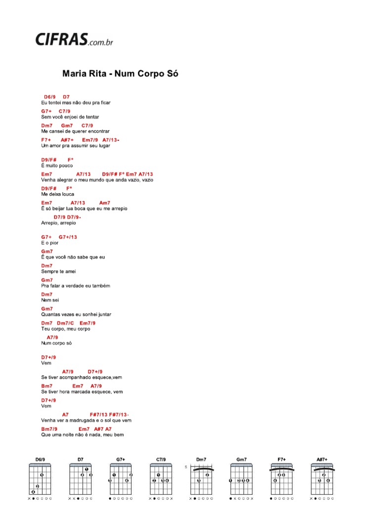 Cifras - NUM CORPO SÓ, Cifra de Maria Rita | PDF