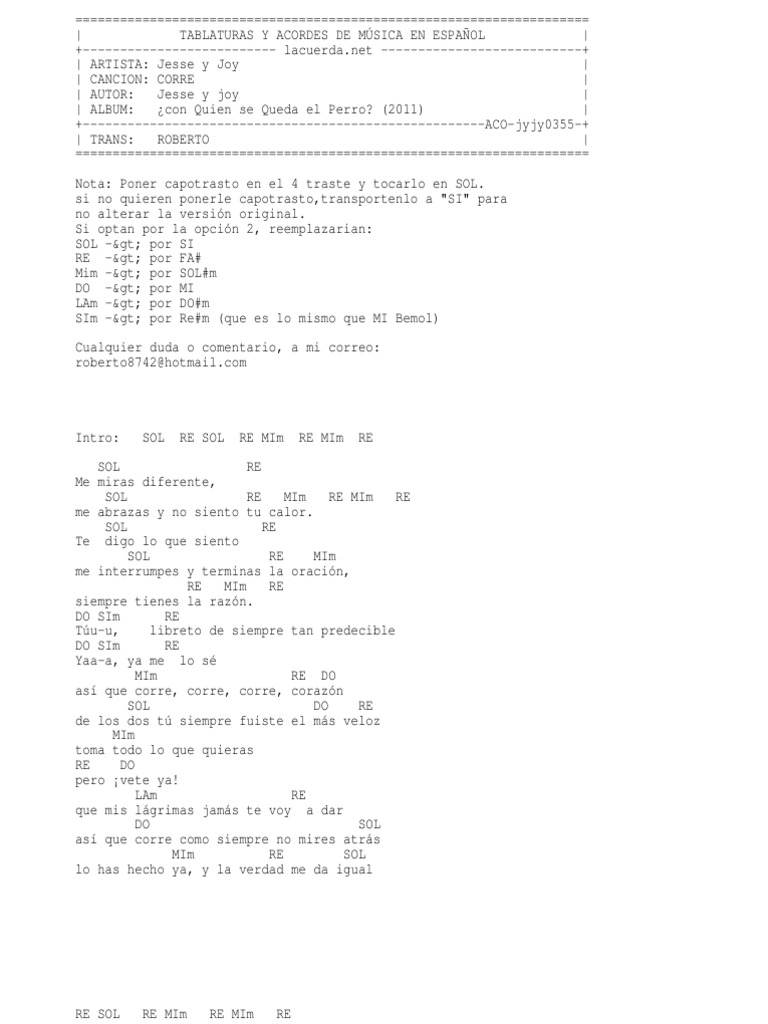 ¡Corre! - Jesse & Joy | PDF