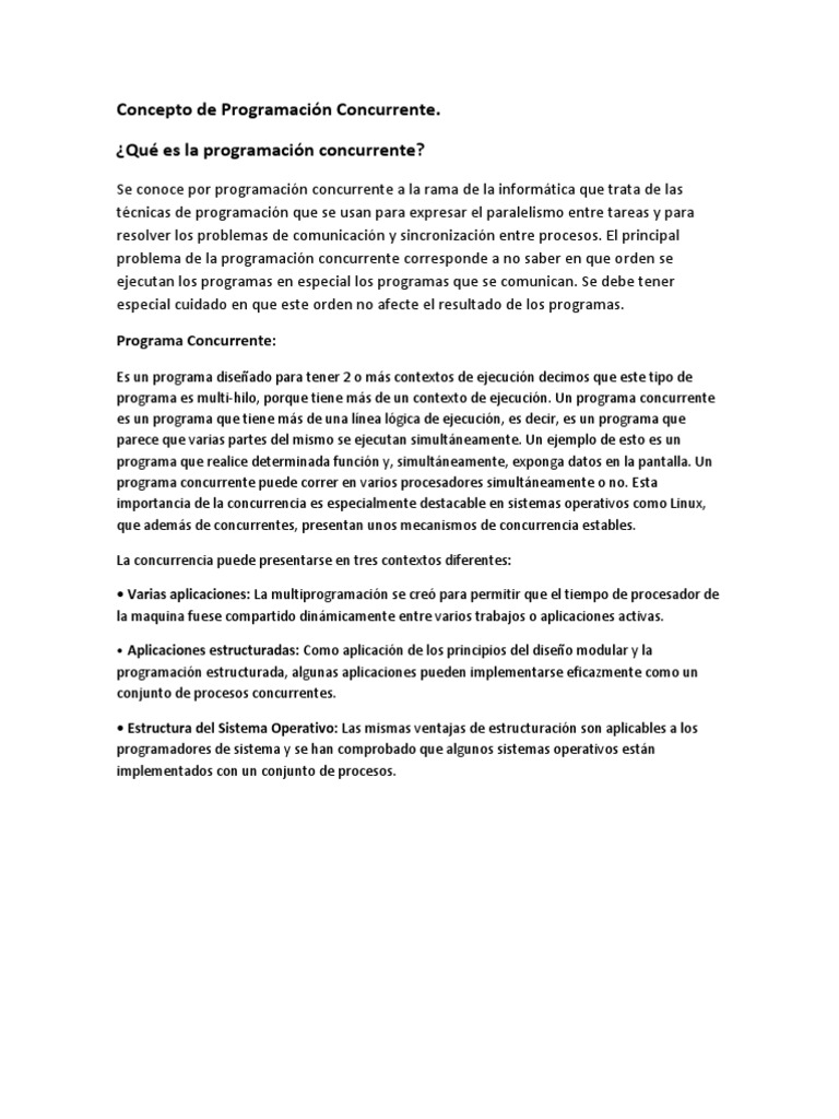 Programación Concurrente | PDF | Programa de computadora | Programación