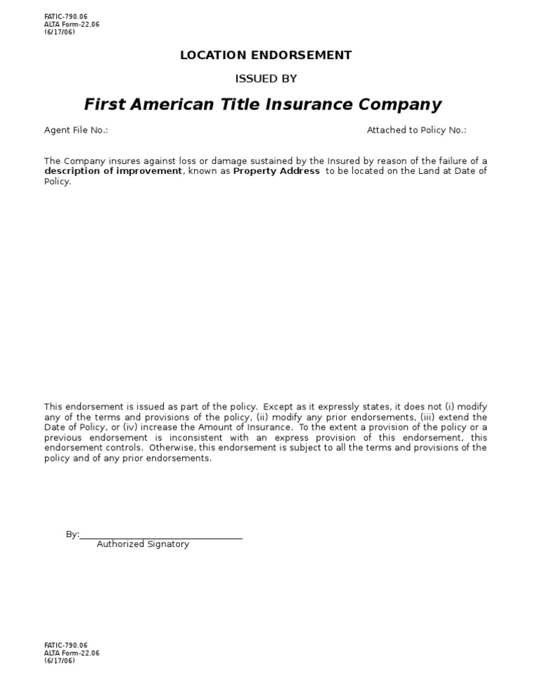 06-ALTA Form 22-Location End | PDF | Business
