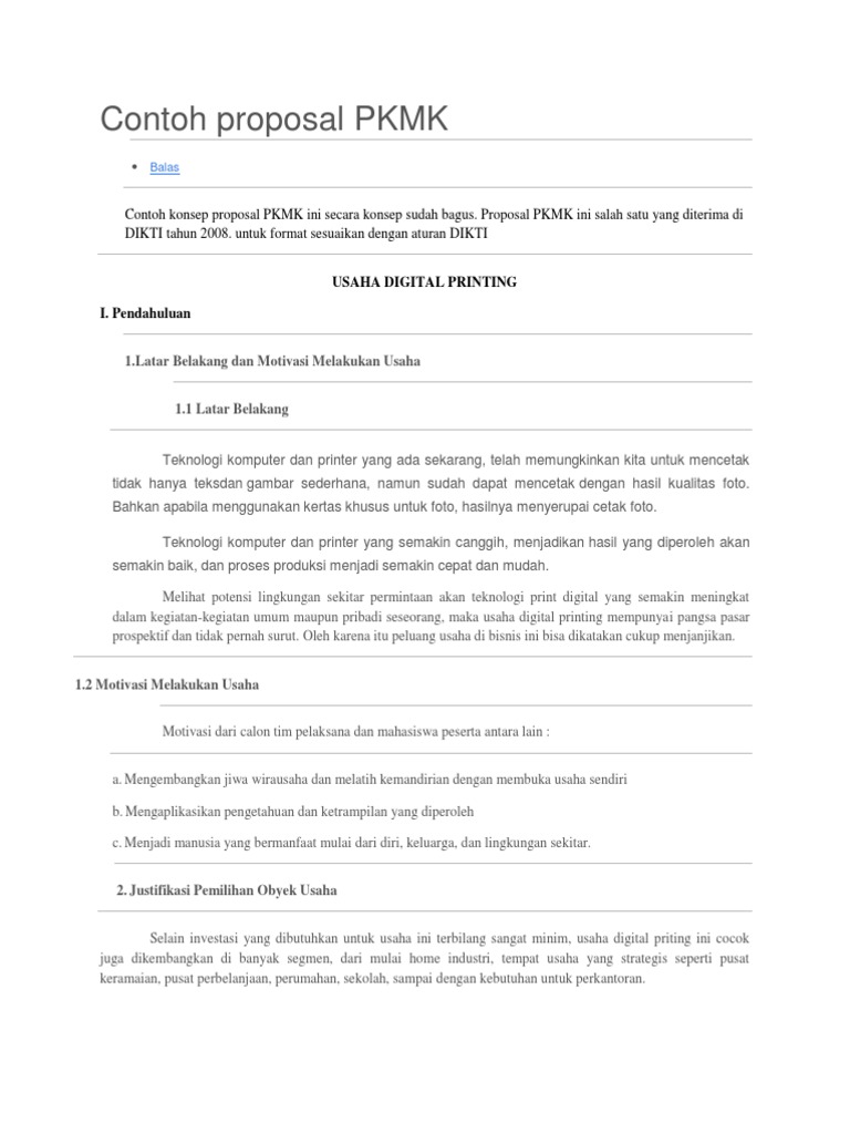 Contoh Proposal PKMK | PDF