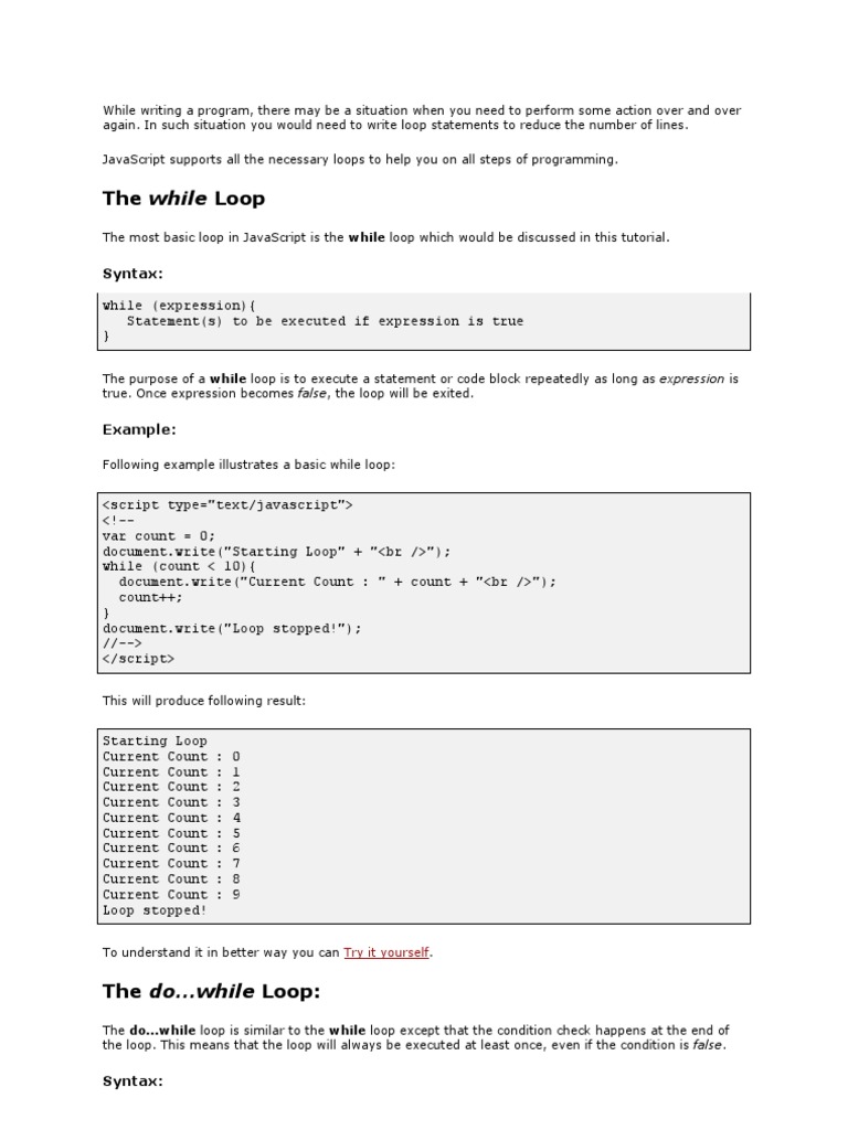 The While Loop: Syntax | PDF | Http Cookie | Control Flow