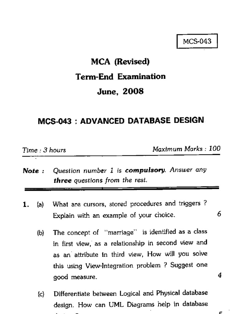 MCS 043 | PDF | Relational Database | Databases