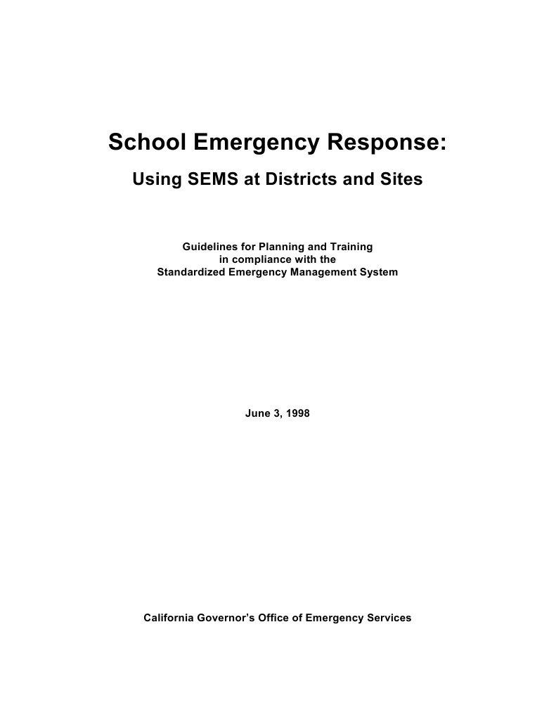 School Emergency Response:: Using SEMS at Districts and Sites | PDF ...