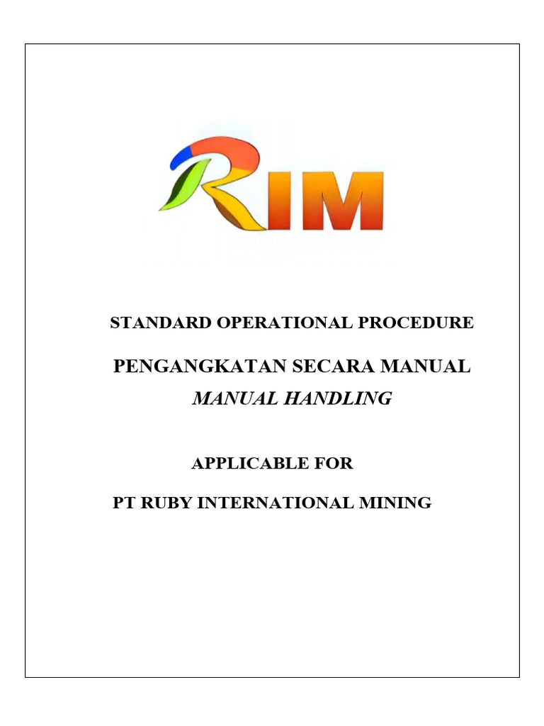 RIM HSE SOP 021 2025 Rev.00 SOP Pengangkatan Secara Manual (RIM) | PDF