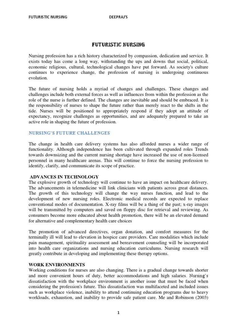 Futuristic Nursing | PDF | Nursing | Health Care