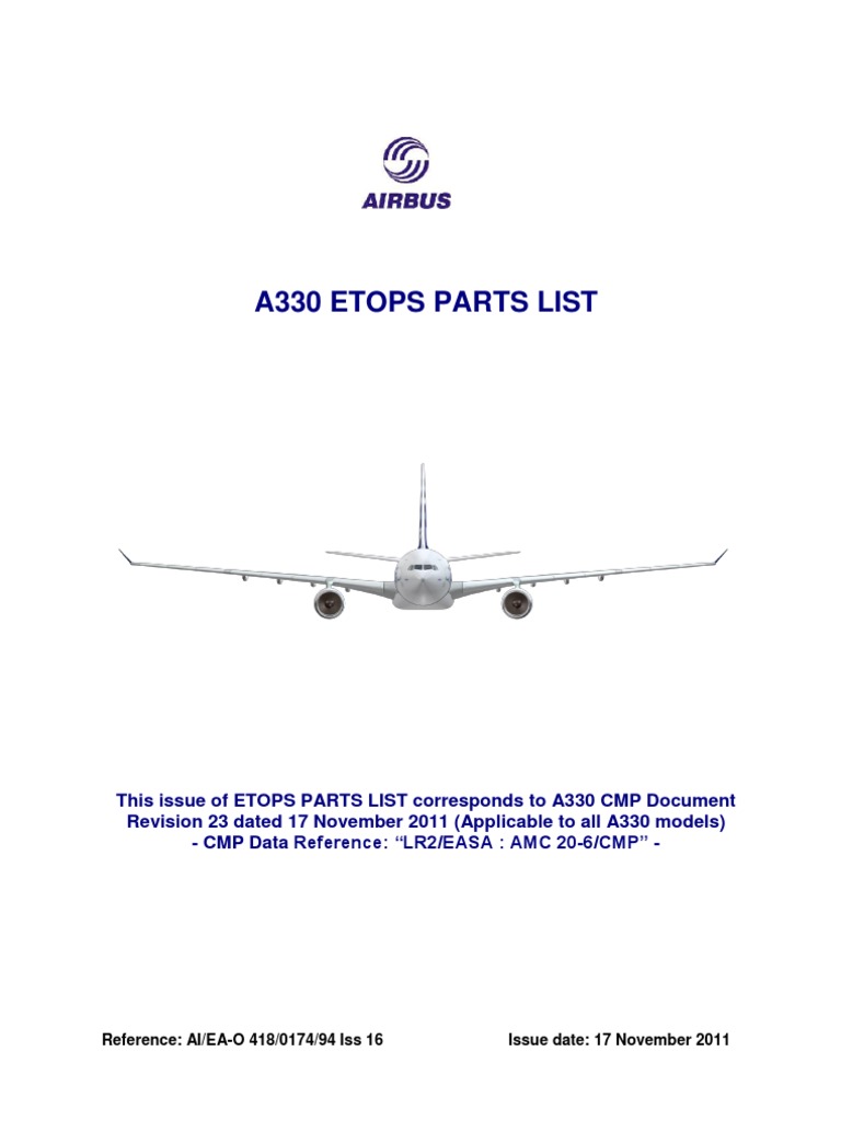 A330 Etops Parts List | PDF | Aviation