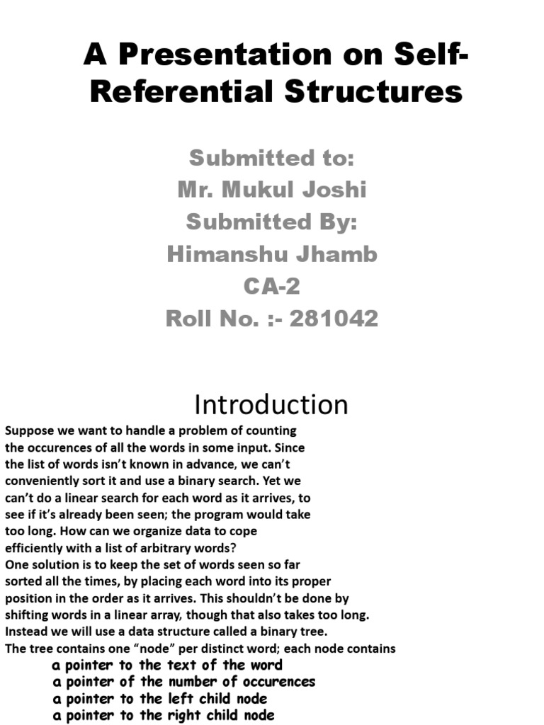A Presentation On Self-Referential Structures | PDF | Algorithms And Data Structures | Applied ...