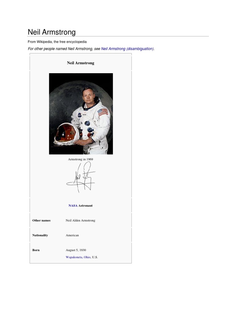 Neil Armstrong: First Moonwalker Bio | PDF