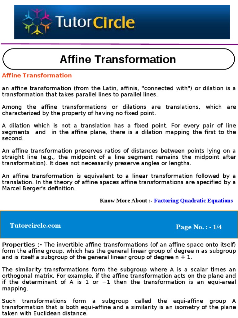 Affine Transformation | PDF | Metric Geometry | Spacetime