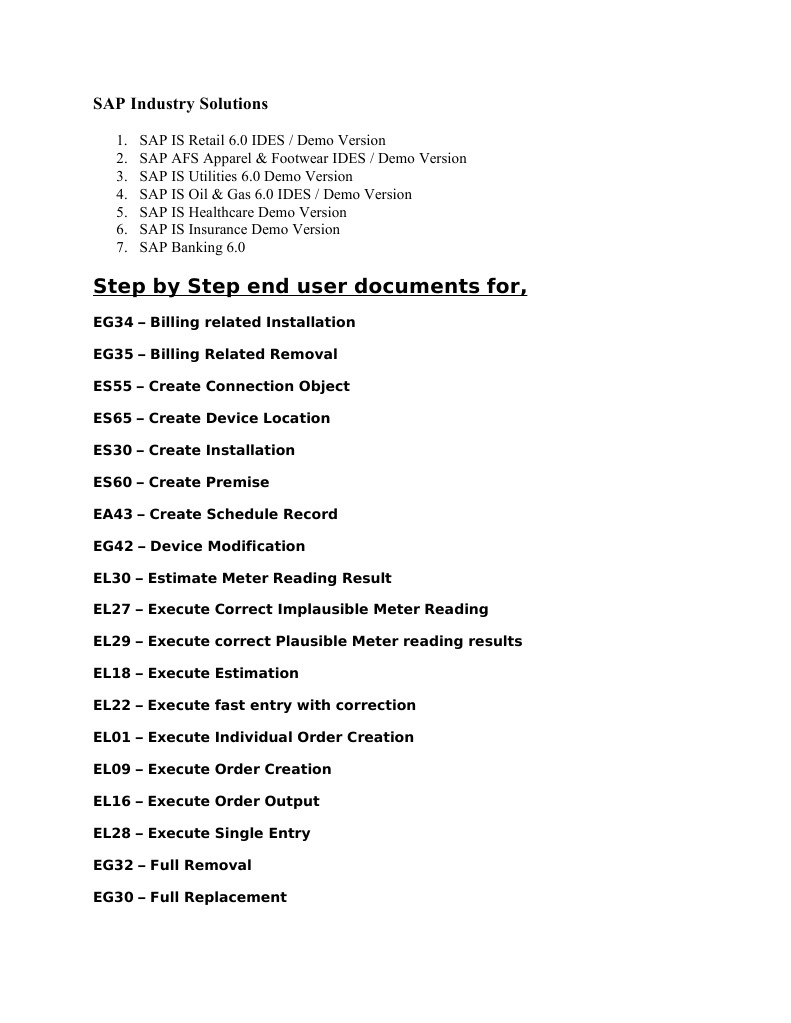 SAP Industry Solutions-TCODES | PDF | Computing | Software