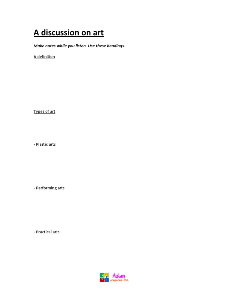 A Discussion On Art - Note-Taking | PDF | Art
