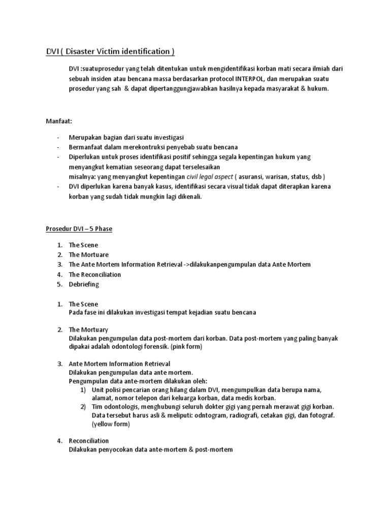 DVI (Disaster Victim Identification) | PDF