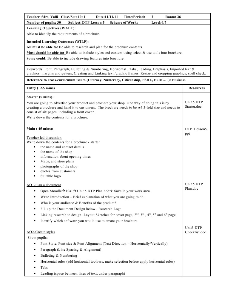 Lesson Plan 10a1 5 | PDF | Graphics | Communication