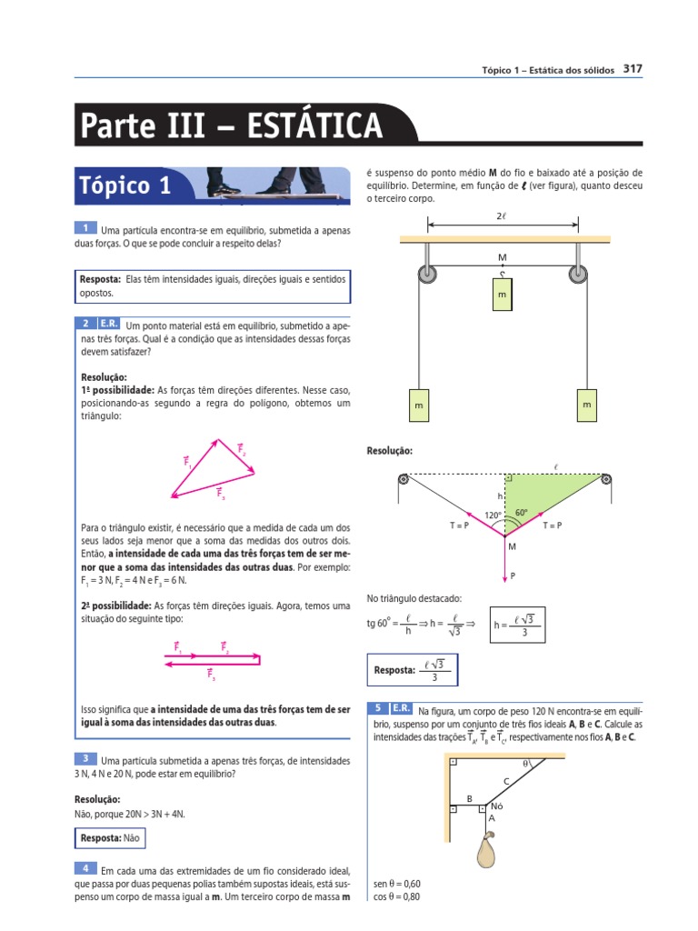 Tópicos de Física 1 - Estática Dos Sólidos | PDF | Equilíbrio químico ...